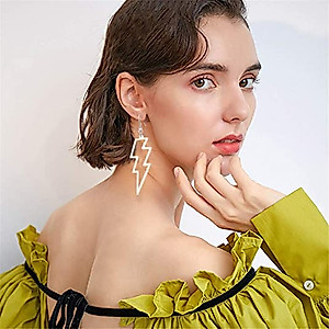 RUIZHEN Bright 3 Colors Acrylic Exaggerated Lightning Bolt Dangle Earrings Women Party Earrings Halloween Costume Accessories Jewelry (white)