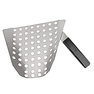 Popcorn Scoop, Single Handle Multi Functional Ergonomic Design Stainless Steel Convenient French Fry Scooper with Holes for Movie Theater