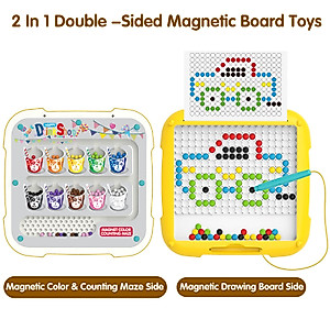 2 In 1 Magnetic Color and Number Maze & Magnetic Drawing Board, Double-Sides Color Matching Learning Counting Puzzle & Drawing Magnet Board, Learning Activities Educational Toys for 3+ Boys Girls