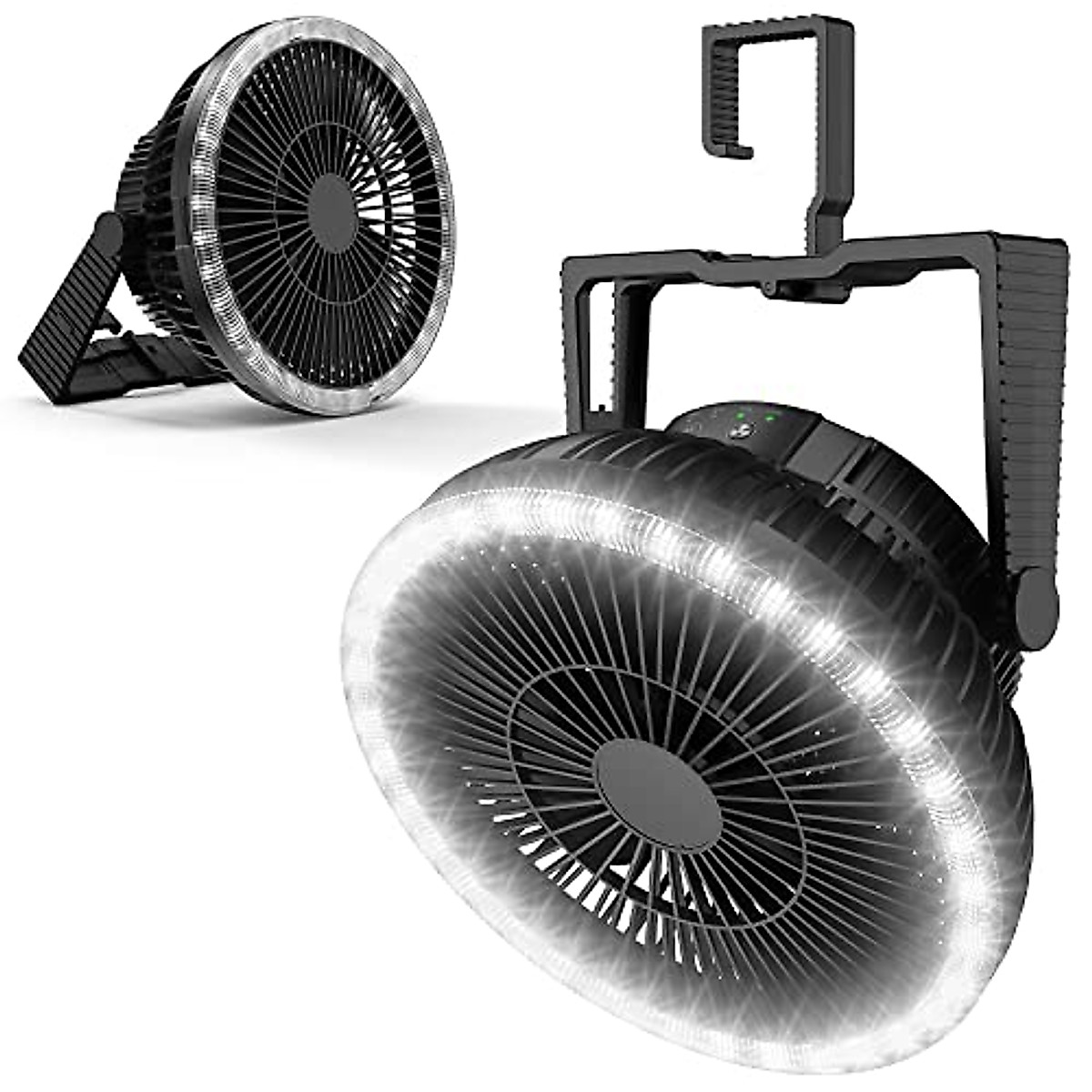 YONHISDAT Portable Camping Fan for Tents, 10000mAh Rechargeable Battery Fan, 8-inch Tent Fan with Foldable Handle for Camping Hiking Traveling