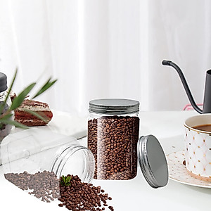 6 Pack 24 Oz Clear plastic jar, Refillable Kitchen Storage Containers, For Kitchen & Household, Aluminum cap.