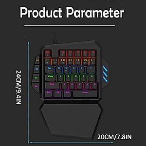 PURPLELU 39-Key Backlit Gaming Keyboard, One-Handed Mechanical Keyboard, Convenient Mini Ergonomic Game Handle, Suitable for Gamers