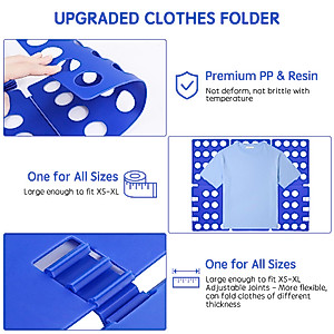 T Shirt Folder T Shirt Folding Board T Shirt Clothes Folder Laundry Organizer Durable Tool Plastic Easy and Fast Folding Board for Kid Children and Adult Plastic Folding Helper Blue