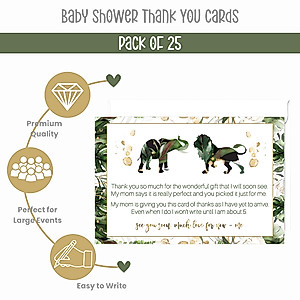 Paper Clever Party Tropical Jungle Baby Shower Thank You Cards with Envelopes - 25 Pack - Blank Notes with Prefilled Message for Gender Neutral Gifts - Royal Green and Gold 4x6 Stationery Set