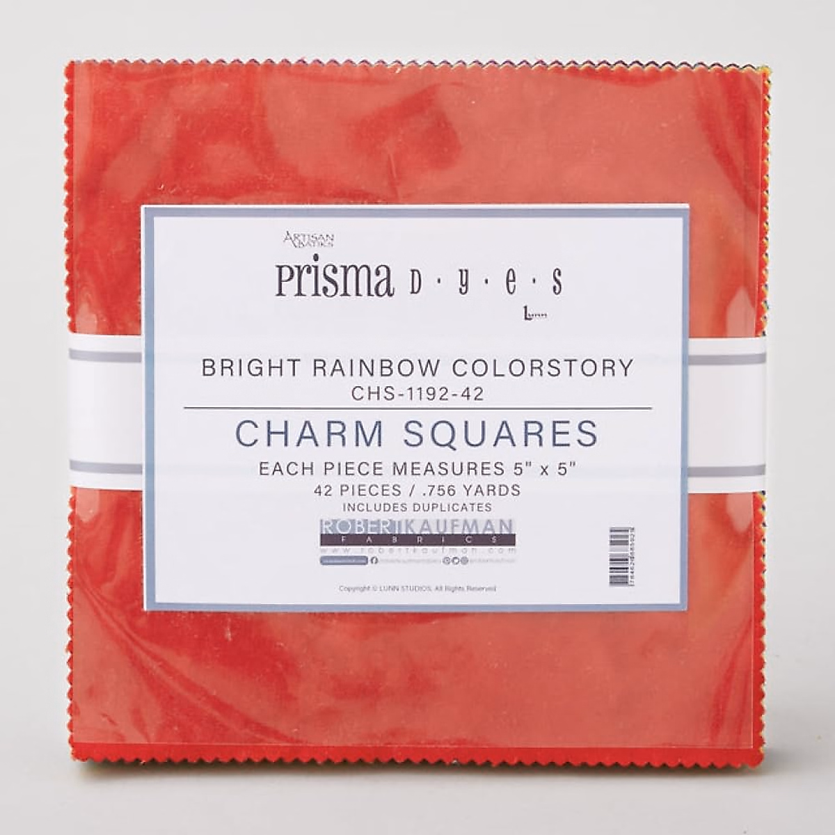 Robert Kaufman Fabric Quilt Kit - Artisan Batik Solids Prisma Dyes Bright Rainbow Charm Squares Pack, Quilt Kits for Beginners and Experts, 100% Cotton Fabric, 5" x 5"