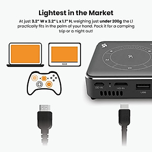 Sentrym L1 Ultra Mini 3D Portable Projector, Android 9.0, Bluetooth 5.0, Dual Band Wi-Fi, 16GB, 2GB Ram, 2 Hour Battery Life, Touch Navigation, Auto Keystone, 0.4lb (Free Tripod Stand Included!)