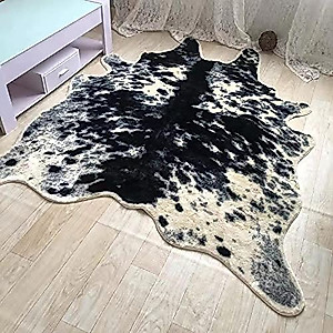 Faux Cowhide Rug Cow Print Area Rug Medium Animal Print Rug Faux Fur Cowhide Skin Carpet Western Decor Gray and White 2.8ft x 3.6ft/ 33.5in x 43.3in