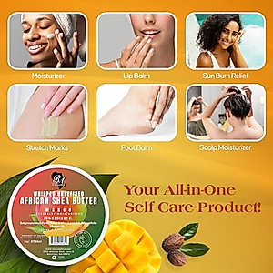 RA COSMETICS 100% African Shea Butter - Mango Scented, Anti-Aging Moisturizer, 6 Ounce