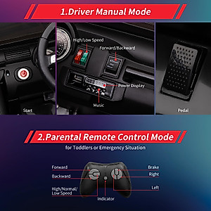 24V Ride on Car Toys, Remote Control 4 Wheels Electric Power Car for Toddlers Kids Boys Girls, 2 Seater Motorized Ride on Cars Vehicle, Black