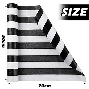 Stripes Tissue Paper Stripes Wrapping Paper, 28 Inch by 20 Inch, 30 Sheets (Black and White)