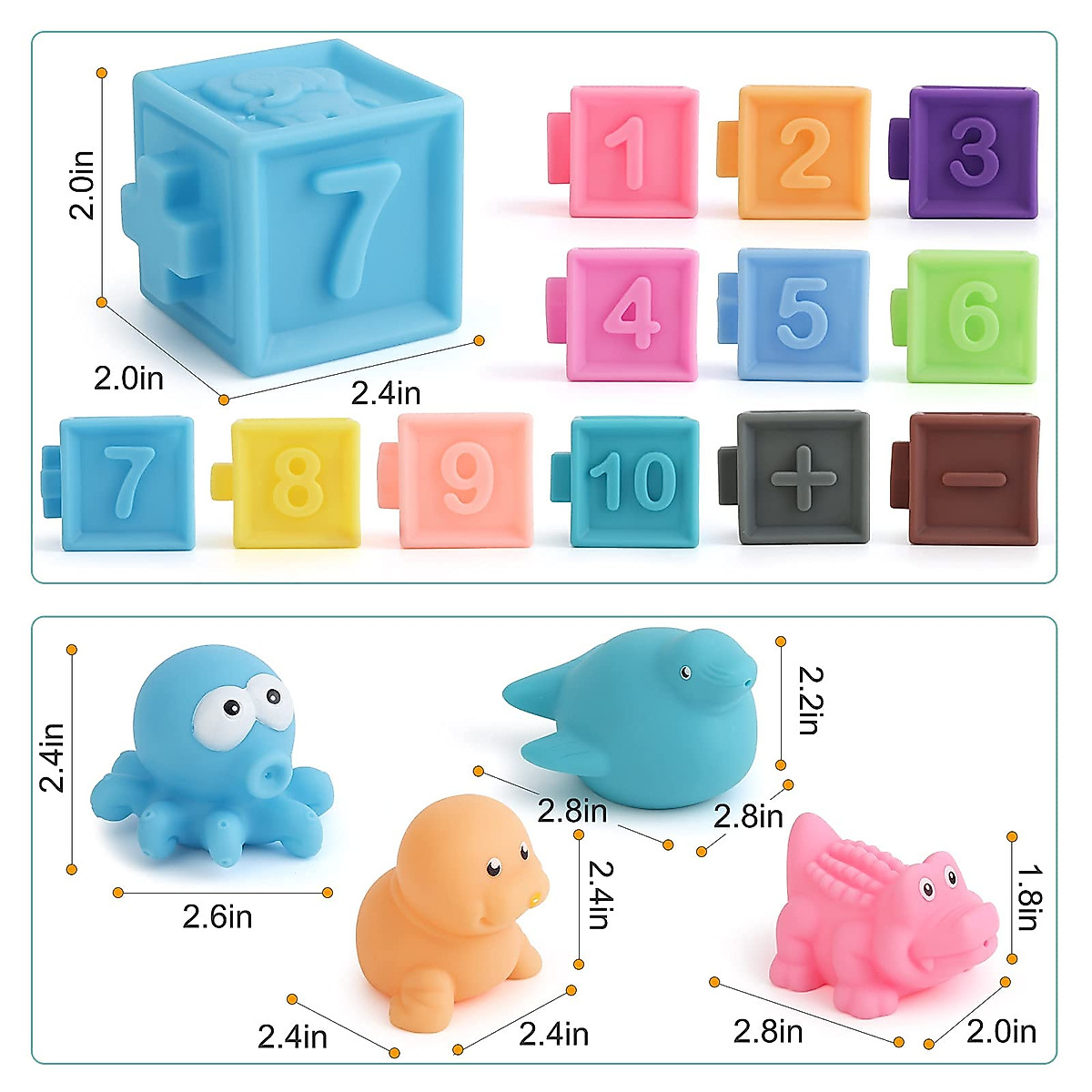 Yutin Baby Blocks, 16 PCS Soft Stacking Building Block Set for Toddlers Boys Girls, Squeeze Toy Gift for 6 to 12 Months Up Infants Age 1 Year Old