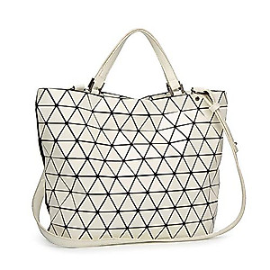 Luminous Purses Geometric Handbags for Women Changeable shape Reflective Shoulder Bag Matte Totes (Blue)