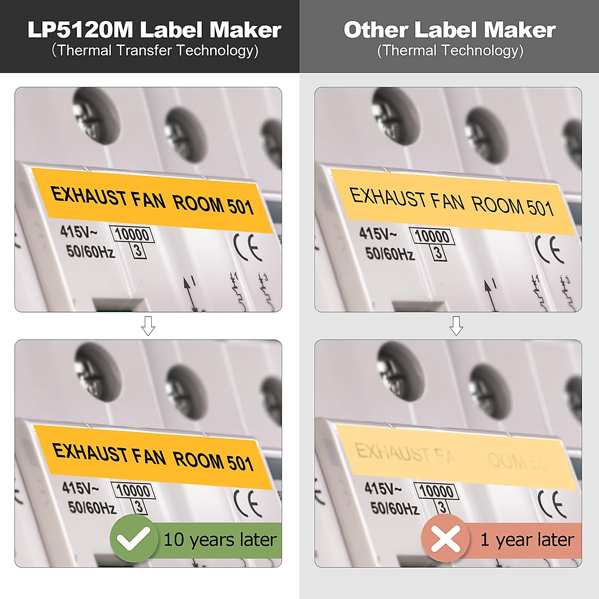 SUPVAN Label Maker Machine LP5120M Thermal Label Printer with Keyboard Multiple Template Available Laminated Label for Organization Work Office Black