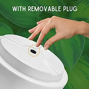 Elly Decor 11.5-inch Cylinder Pot, fiberstone Handmade by artisans, with Drainage Hole and Plug, Outdoor and Indoors Planter, Lightweight, Hand-Painted, Matte White