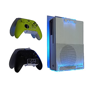 WALL MOUNT FOR XBOX ONE WITH MULTICOLOR LED LIGHTING KIT + 2 CONTROL MOUNT (one S or X)