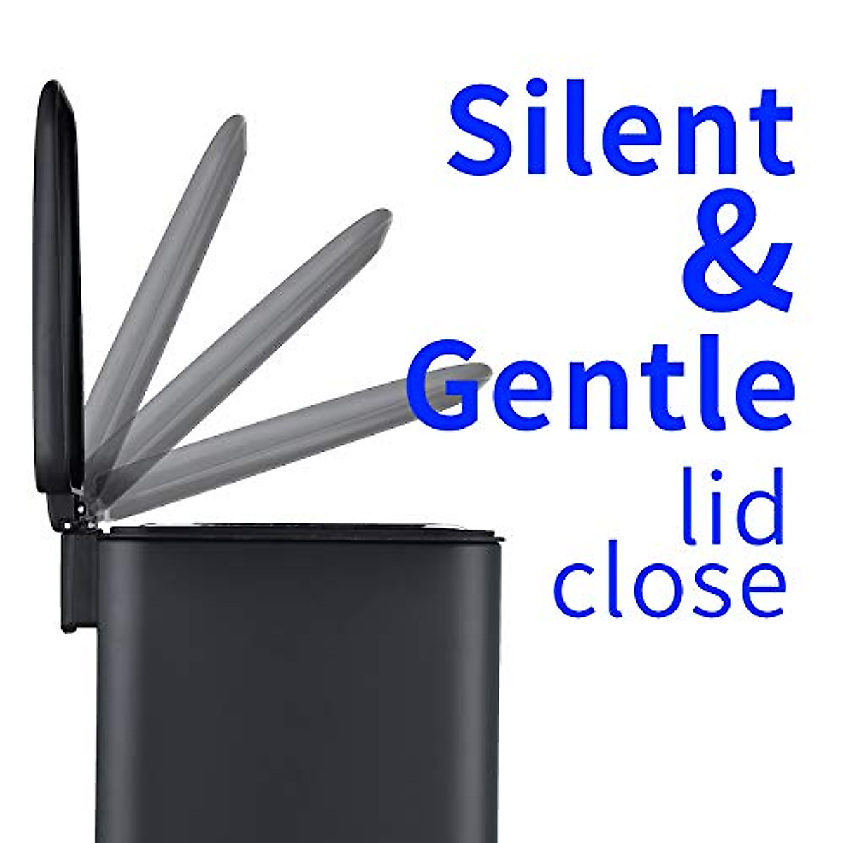 HILFA 5 Liter/ 1.3 Gallon Compact Stainless Steel Rectangular Step Trash can, Bathroom Trash can, Kitchen Trash can,Matte Black,SB3200-MB