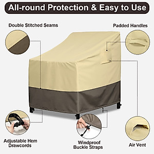 PureFit Outdoor Chair Covers Waterproof Patio Chair Cover, Heavy Duty Lounge Deep Seat Cover for Outdoor Furniture, Lawn, Deck, and Backyard, Anti-fade & Tear Resistant, 28"W x 30"D x 31"H