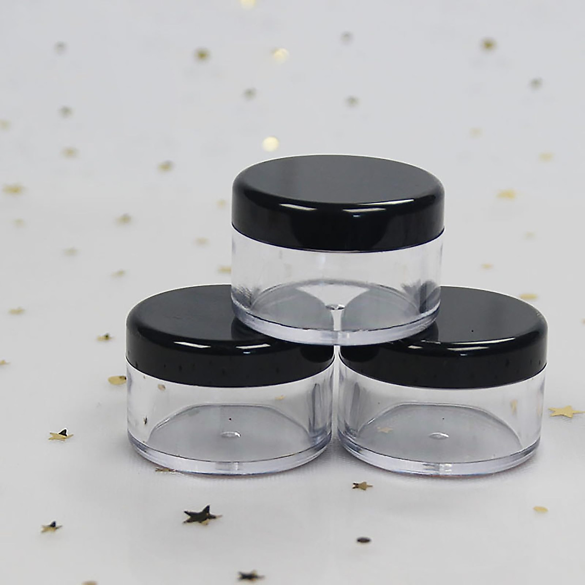 12 Pcs 15ml/0.5oz​ Small Travel Containers, Cosmetic Sample Containers with Lids BPA Free, Black Plastic Sample Container, Refillable Empty Sample Jars, Round Pot Jars for Lotion, Cream