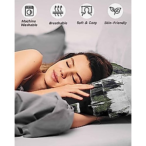 Turquoise Pillow Covers King Standard Set of 2 Bed Pillow, Watercolor White Modern Oil Painting Abstract Art Plush Soft Comfort for Hair/ Skin Cooling Pillowcases with Envelop Closure 20''x36''