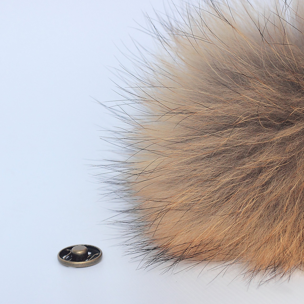 Fosrion 6.3" Diameter Big Raccoon Fur Pom Ball for Shoes Boots Hat Handbag Charms DIY Snap Button (Natural Raccoon)
