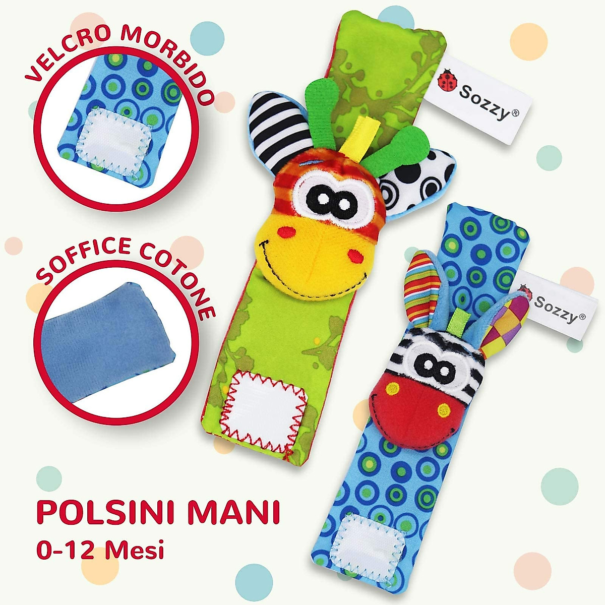 Synchain Soft Baby Rattles Toys, Newborn Wrist Rattles Sock Set-Hand Bracelet Rattle, Feet Socks, Cute Rattle Socks Toys Gift for 0-12 Month Babies.