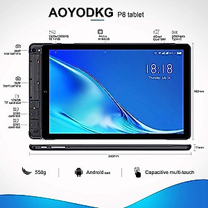2023 Newest Tablet with Keyboard 10 Inch, Android Tablet Newest Octa-core Processor, 64GB ROM + 4GB RAM Storage, 256GB Expandable, 2 in 1 Tablet with 2 Sim Slot+WiFi, GPS, 1920x1200 HD Display -Black