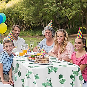 Aneco 3 Pack Eucalyptus Leaf Tablecloth Disposable Green Leaves Eucalyptus Table Cover Plant Green Plastic Tablecloth for Home Birthday Wedding Party Supplies Table Decoration, 54 x 108 Inch