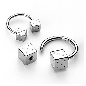 Pierced Owl 14GA Lucky Dice 316L Surgical Stainless Steel Horseshoe Barbell Nipple Rings, Sold as a Pair