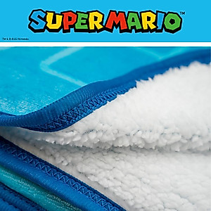 Franco Super Mario Kids Bedding Soft Plush Sherpa Blanket Throw, 46 in x 60 in, (Officially Licensed Product)
