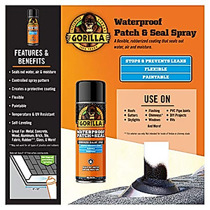 Gorilla Waterproof Patch & Seal Rubberized Sealant Spray; Black; 16oz (Pack of 2)