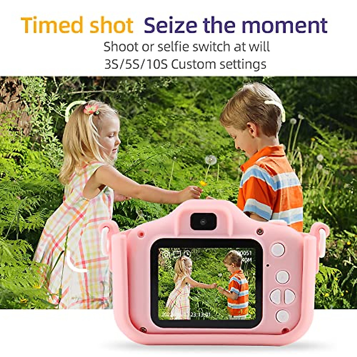 YUE3000 Upgrade Kids cat Camera,Gifts for Boys and Girls of Age 3-9, 1080P HD Digital Video Cameras for Toddler, 20M high -Definition Digital Camera, Suitable for Portable Toys with 32GB SD Card-Pink