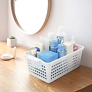 Fiazony 6-Pack White Plastic Storage Basket, Small Storage Basket