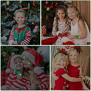 JUNEBRUSHS 20 Sheets Christmas Temporary Tattoos for Kids, Stocking Stuffers Christmas Party Favors Glow in Dark Tattoo Stickers Luminous Tattoos Face Make up Gift Filler Decoration for Boys Girls