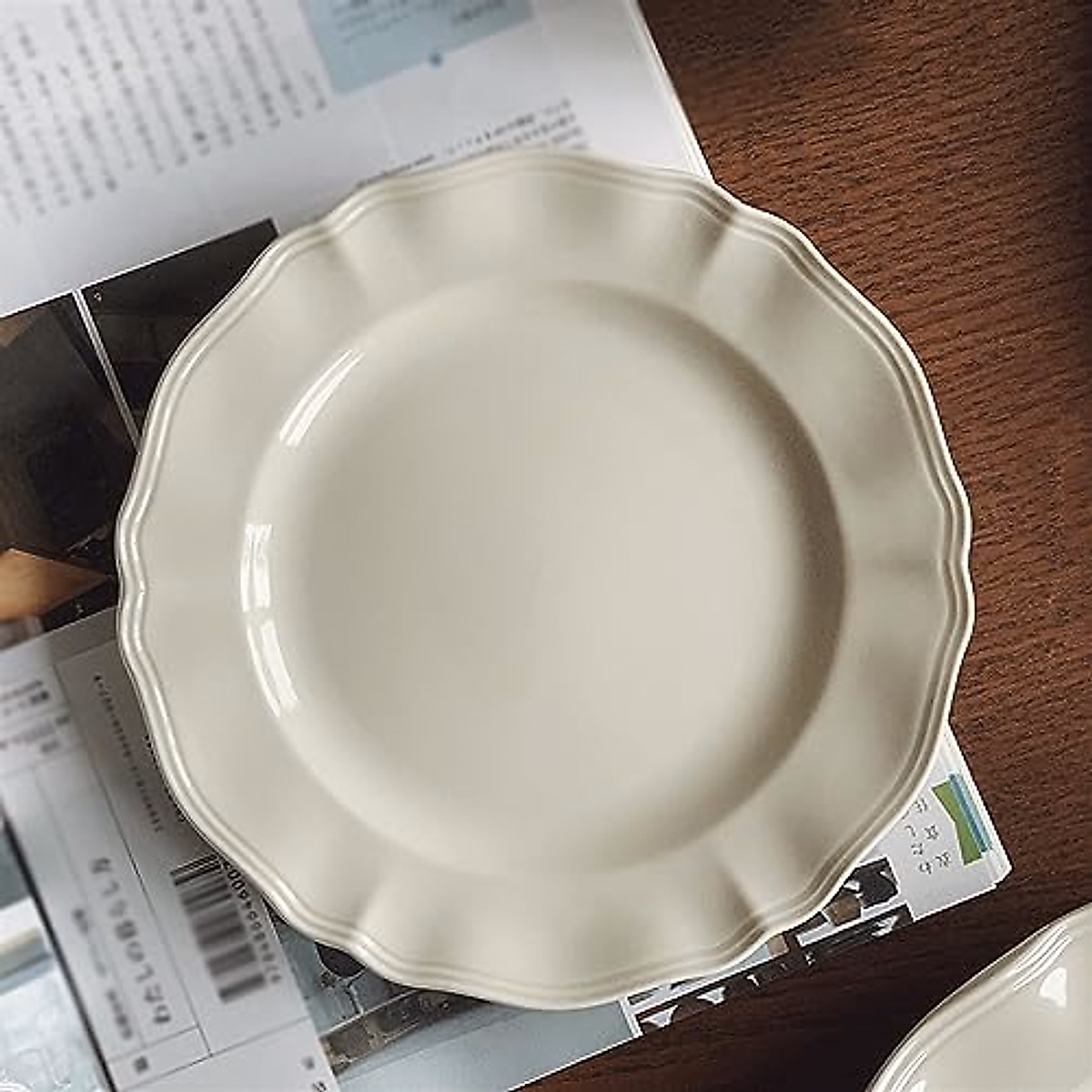 PacuM ?Kitchen Dinner Plates Sets Pure White Dining Plate Round Vintage Tableware Dessert Plate Normal Dining Plate Soup Plate Household Kitchen Restaurant Flat Plate Fruit Tra Plate