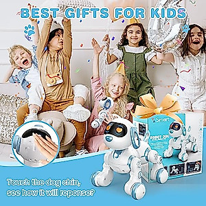 FUUY Robot Dog Toys Remote Control Dog Robot for Kids with Head Touch Sensing Function and Voice Control Programmable Robot Pet Imitates Animal Forms Toys for Boys 3-12 Birthday