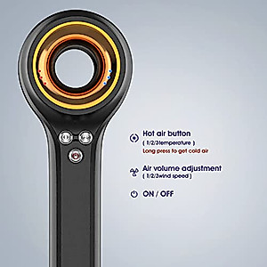 Hair Dryer, Negative Ionic Blow Dryer with 110, 000 RPM Brushless Motor for Fast Drying, Low Noise, High-Speed Hairdryer with 2 Nozzles, a Handbag, for Home, Salon Black