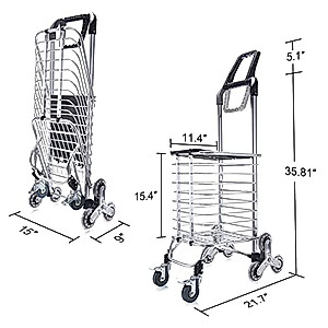 Grocery Stair Climber Shopping Cart with 8 Wheels, Folding Shopping Carts for Groceries with Double Handle for Utility Shopping Cart Purple