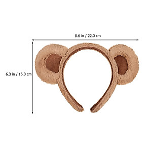 FRCOLOR Fluffy Headband 2 Pcs Bear Ears Headbands Cartoon Fluffy Bear Costume Headbands Animal Hairbands Halloween Christmas Cosplay Headdress Props for Party Creative Plush Headband
