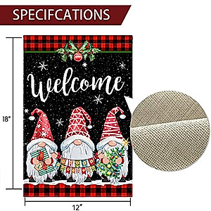 Pinata Winter Garden Flag 12x18 Double Sided, Christmas Flag for Outdoor, Gnomes Welcome Yard Flags for Outside, Buffalo Plaid Christmas Flag, Holiday Banner Outdoor Decoration