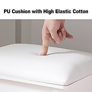 Organizedlife Vanity Stool Wood Dressing PU Padded Chair Makeup Piano Seat Make Up Bench for Dressing Solid Wood Legs,White