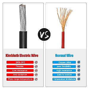 Kimbluth 10 Gauge Marine Wire 10FT Red + 10FT Black Tinned Copper Wire, 10 AWG Solar Cable OFC Oxygen Free Copper Wire for Solar Panel, Automotive, Trailer, Marine, RV