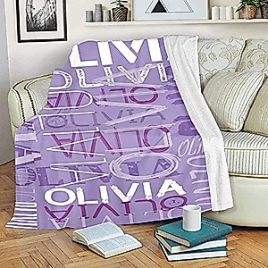 KEEPASSION Customized Blanket with Text Custom Blanket Personalized Flannel Throw Blankets for Adult Kid Birthday Christmas Halloween Mothers Fathers Valentines Day Gift (Purple, 30"x40")