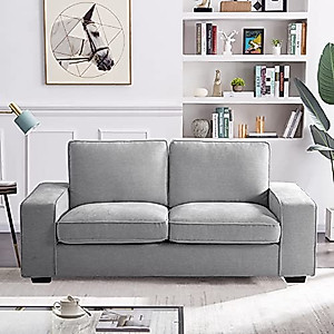 ABAKAN 71.25" Modern Sofas Couches for Small Space,Chenille Living Room Sofa Loveseat with Metal, Solid Wood, High Density Cotton, Removable Back Cushion and Seat Cushion(Grey)