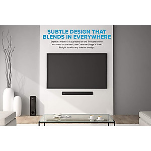 Creative Stage V2 2.1 Soundbar with Subwoofer, Clear Dialog and Surround by Sound Blaster, Bluetooth 5.0, TV ARC, Optical, and USB Audio, Wall Mountable, Adjustable Bass and Treble, for TV