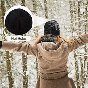 3 Pieces Winter Beanie Hat Scarf Touch Screen Warm Gloves Set Warm Knit Skull Cap for Men and Women (Black)