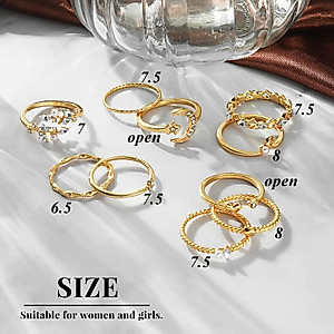 KISS WIFE Gold Stackable Knuckle Rings Set for Women, Boho Dainty Lightweight Stacking Rings, Vintage Midi Rings Pack (1)