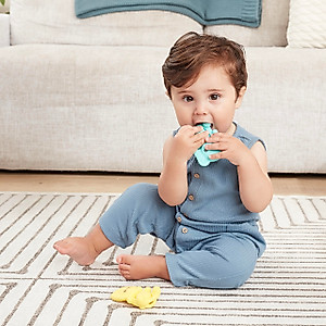 Infantino Teethimal Pop Pals - Elephant & Lion Sensory Popper Toy with Soothing Teething Textures for Infants & Toddlers, 6M+