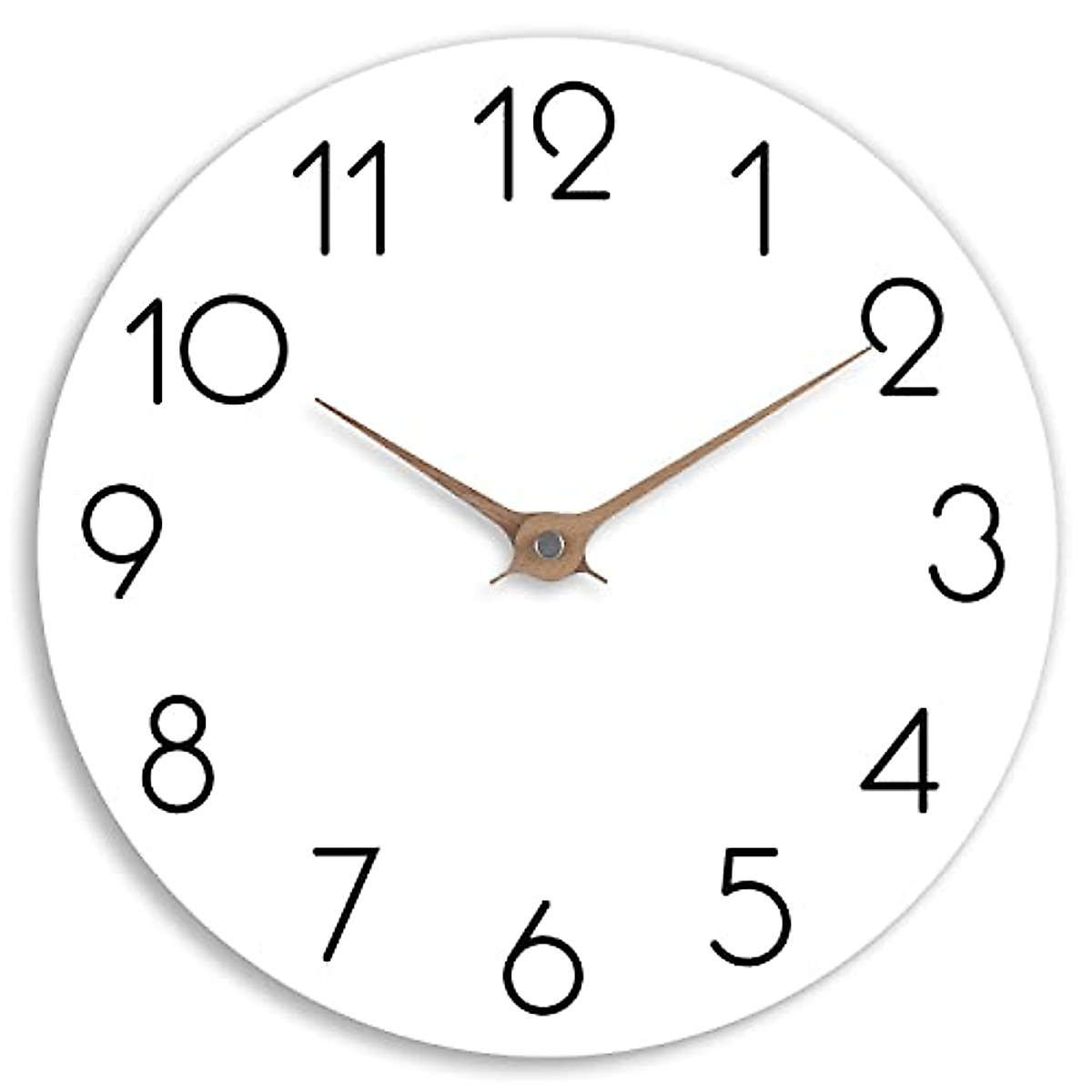 cicininc 12 Inch Wall Clock - Wooden Silent Wall Clocks Battery Operated Non Ticking, Modern Simple Clock for Bathroom, Office, Bedroom, Home, Kitchen, Living Room(12"-White)