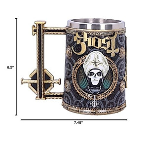 Nemesis Now Hard Rock Tankard, Hand-Painted Resin Beer Mug with Removable Insert, Metal Band Collectible Merch and Gift for Fans, 16cm - Ghost Gold Meliora