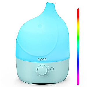 Syvio Humidifiers for Bedroom Baby, Optional 7-Color Night Light Cool Mist Humidifiers for Nursery, Kids, Plants, Filterless, Variable Mist, Whisper-Quiet, Lasts up to 45 Hours, BPA Free, Blue